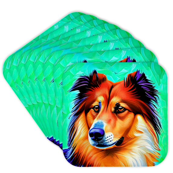 3drose, Nice Rough Collie Dog Portrait on Green. Digital Art Gifts for ...