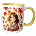 3drose, Nice Smiling Girl, Orange Leaves. Allegory of Autumn. Gift for ...