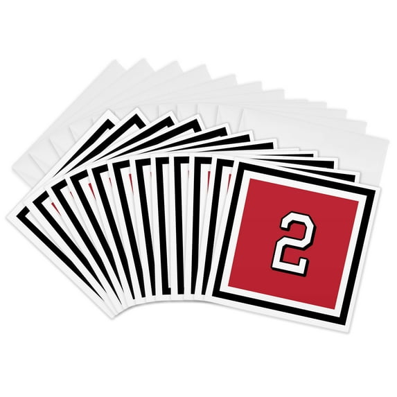 3drose, Number 2 in White Trimmed in Black on Crimson Red Background ...