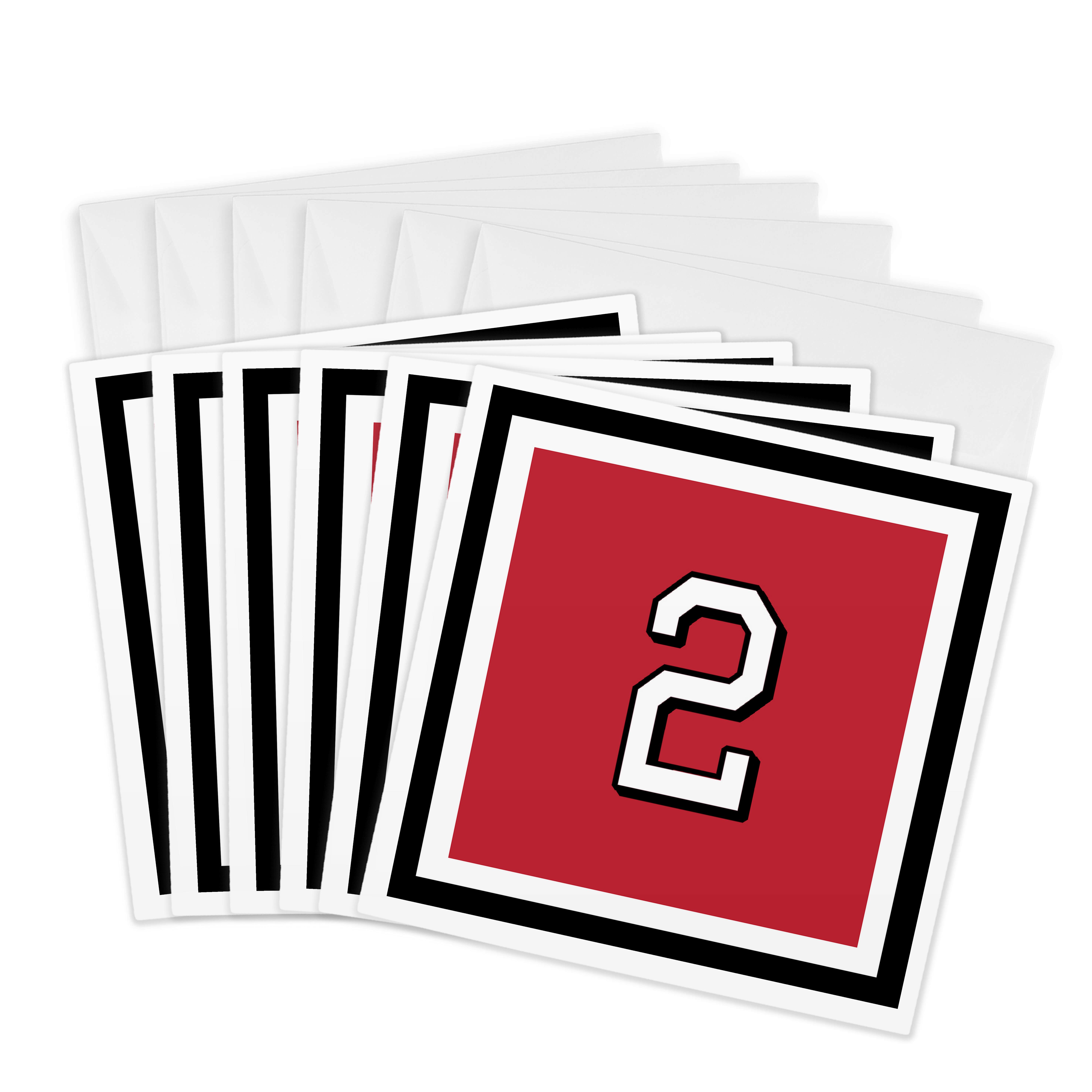 3drose, Number 2 in White Trimmed in Black on Crimson Red Background ...