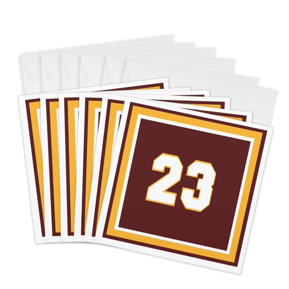 3drose, Number 23 in White Trimmed in Gold on a Maroon Background Outer ...
