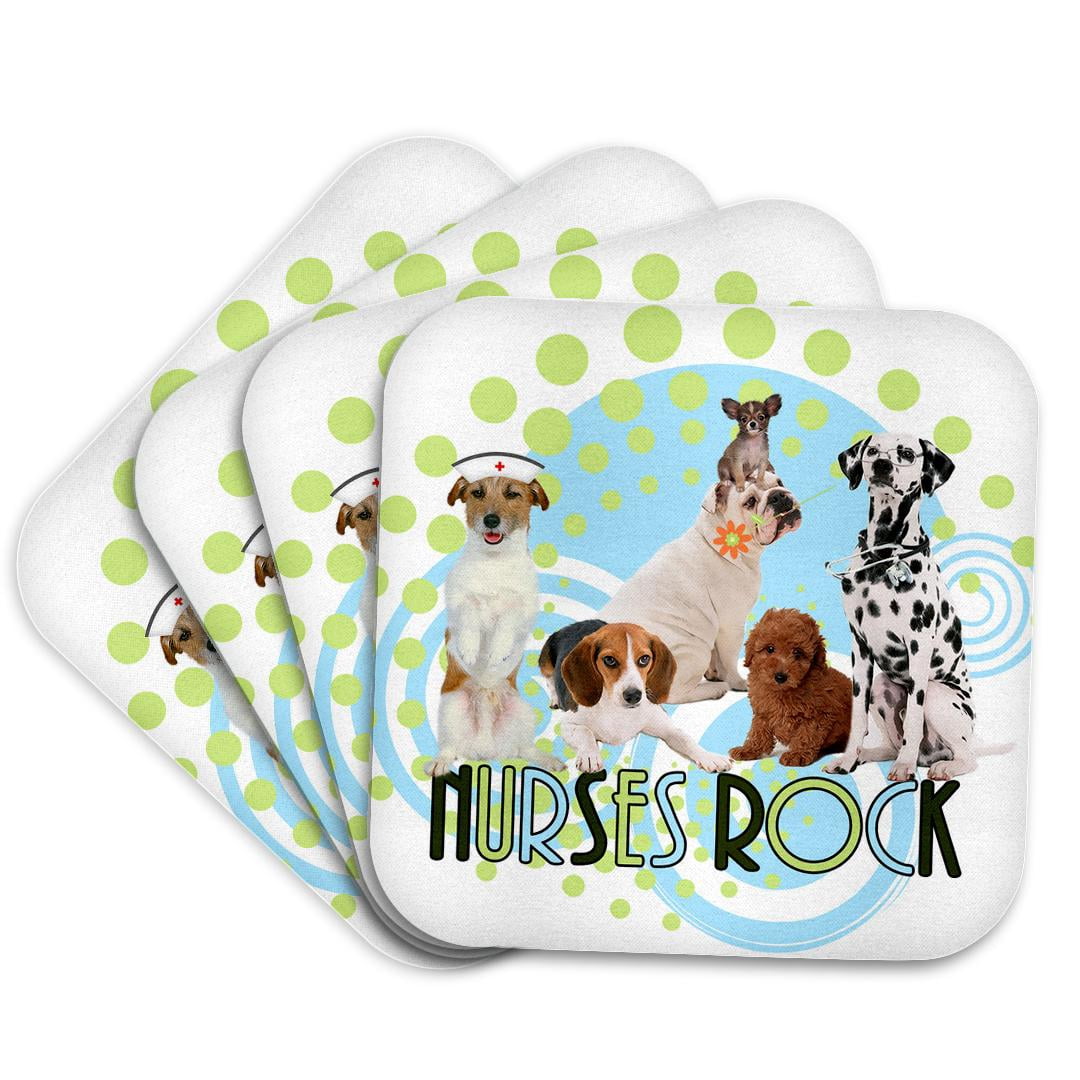 3drose, Nurses Rock Pack of Dogs in Trendy Blue and Green Hues, Set of ...