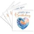 3drose, Ocean Wave Heart Happy 50th Birthday, Set of 4 Ceramic Tile ...