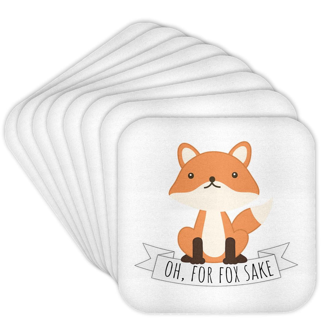 3drose, Oh, for Fox Sake in a Banner with an Adorable Fox on White Background., Set of 8 ...