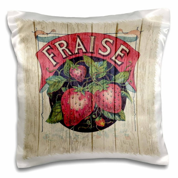 3drose, Old Strawberry Advertising on Weathered Wood, 16x16 inch Pillow ...