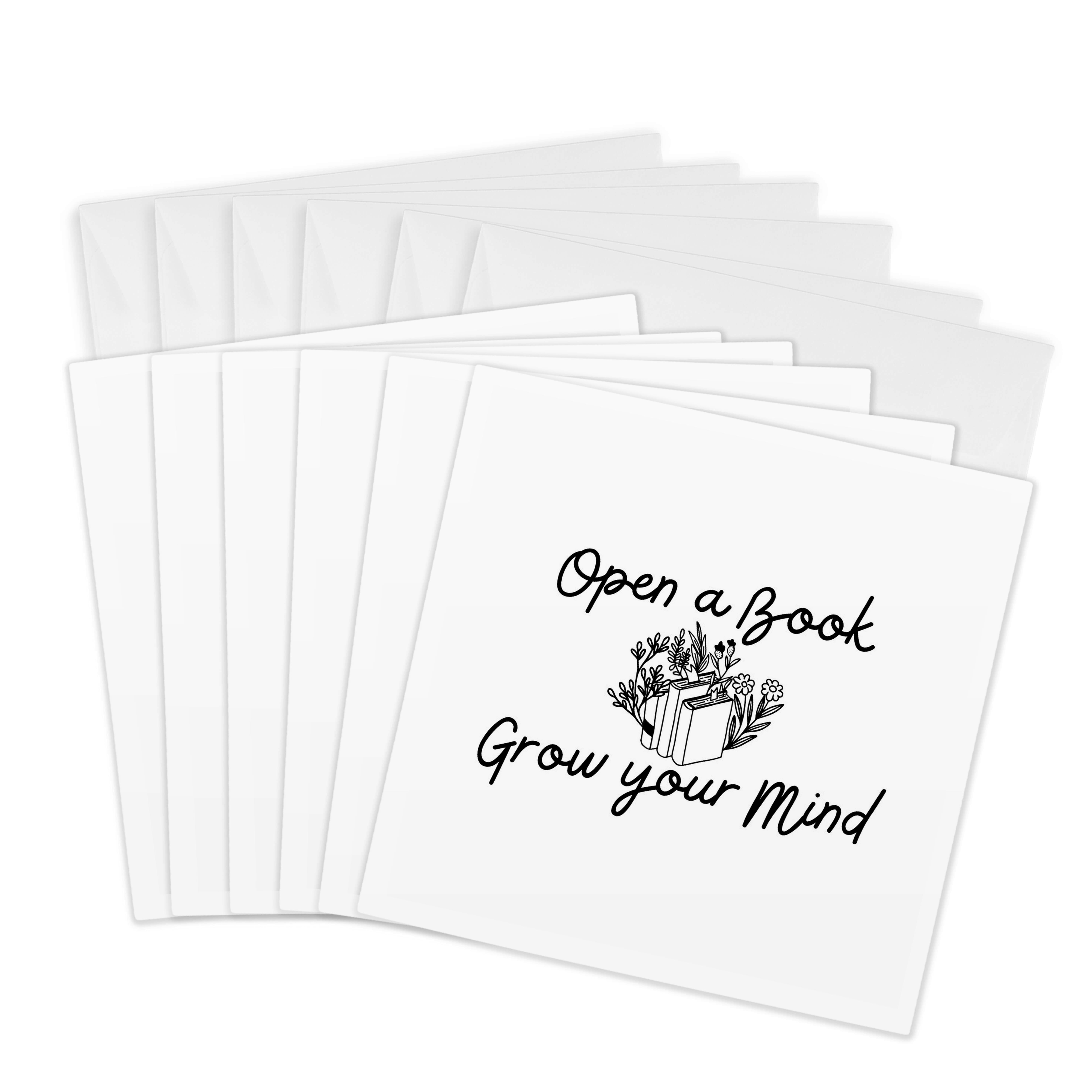 3drose, Open a Book Grow Your Mind, 6 Greeting Cards with Envelopes ...