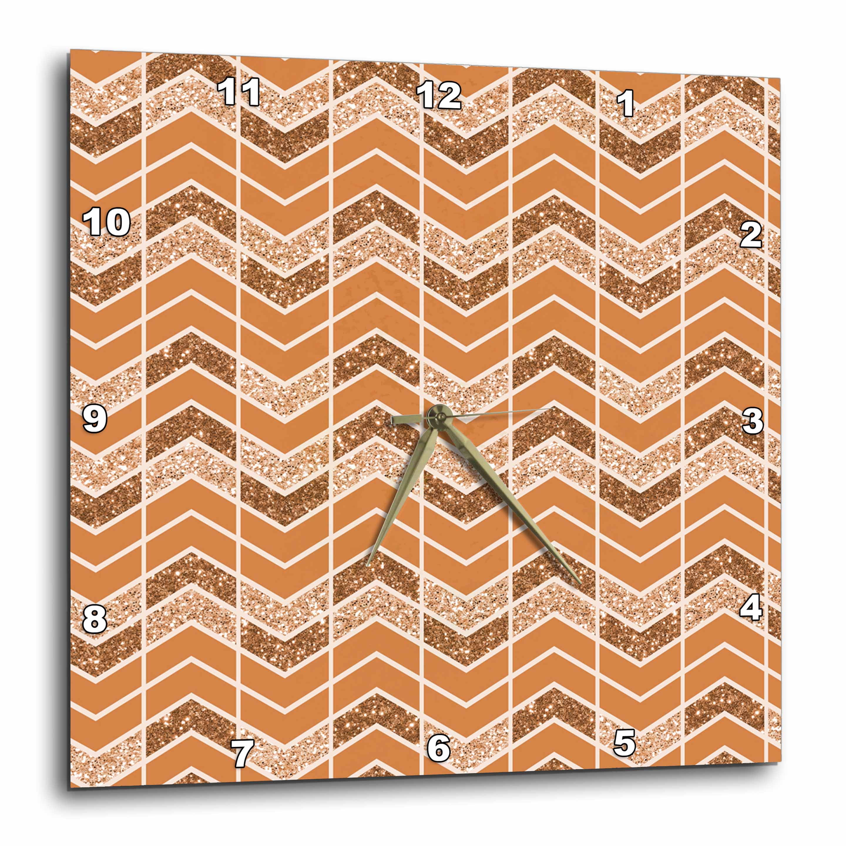 3drose, Orange Image of Glitter Broken Chevron Stripes Pattern, 15x15 ...