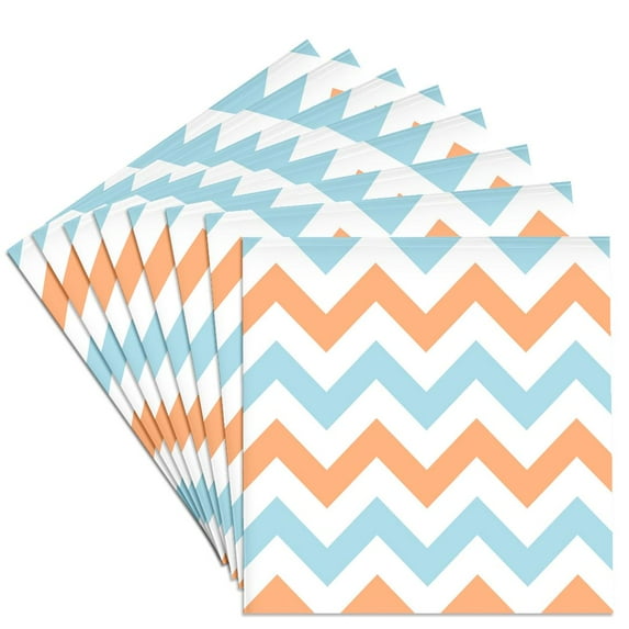 3drose, Orange and Light Blue Chevron Zig Zag Pattern - White Zigzag ...