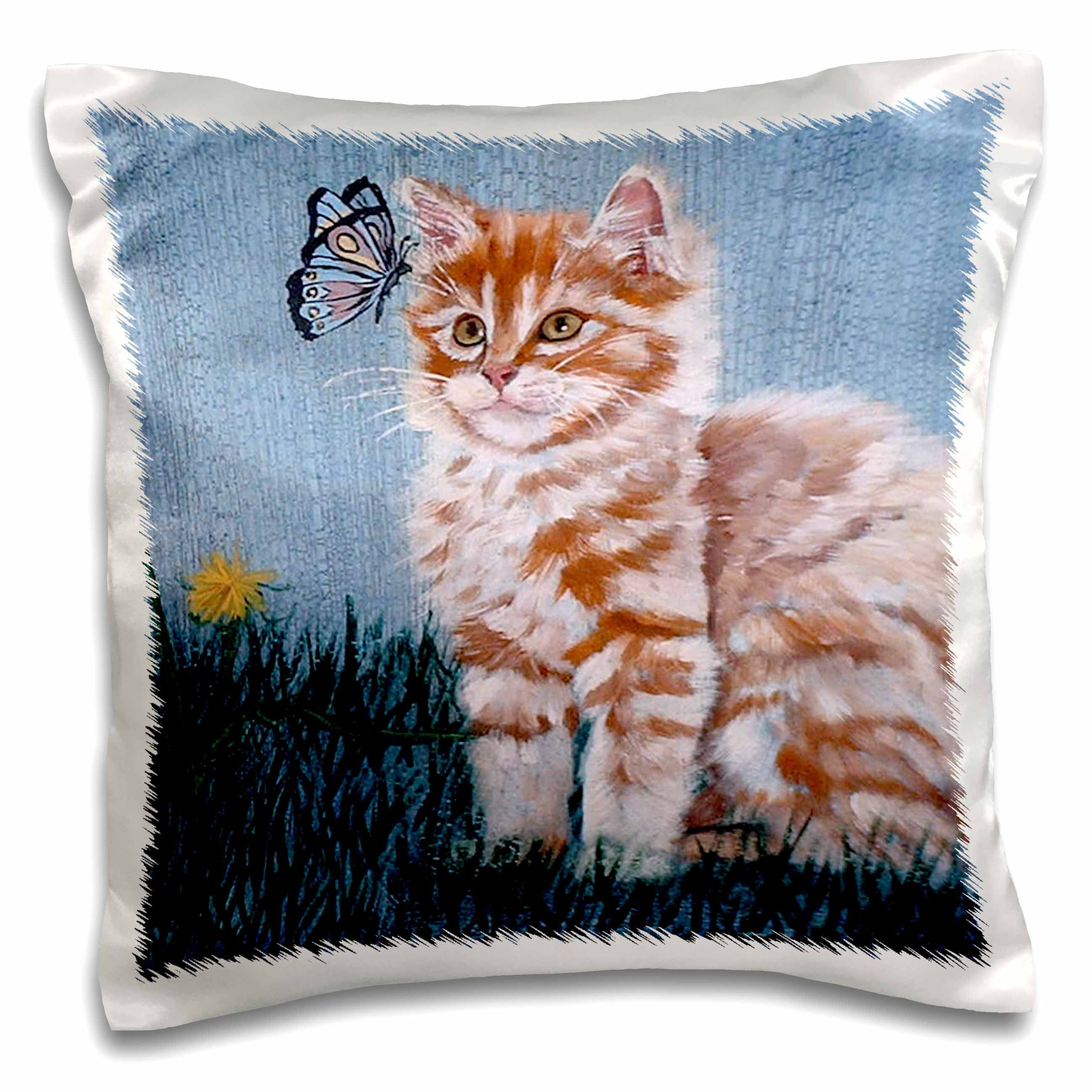 3drose, Orange and White Striped Tabby Kitten Staring at Butterfly with ...