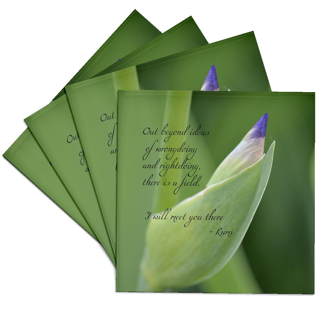 3drose, Out Beyond Ideas Rumi Quote - Wisdom - Inspirational - Iris Flower, Set of 4 Ceramic ...