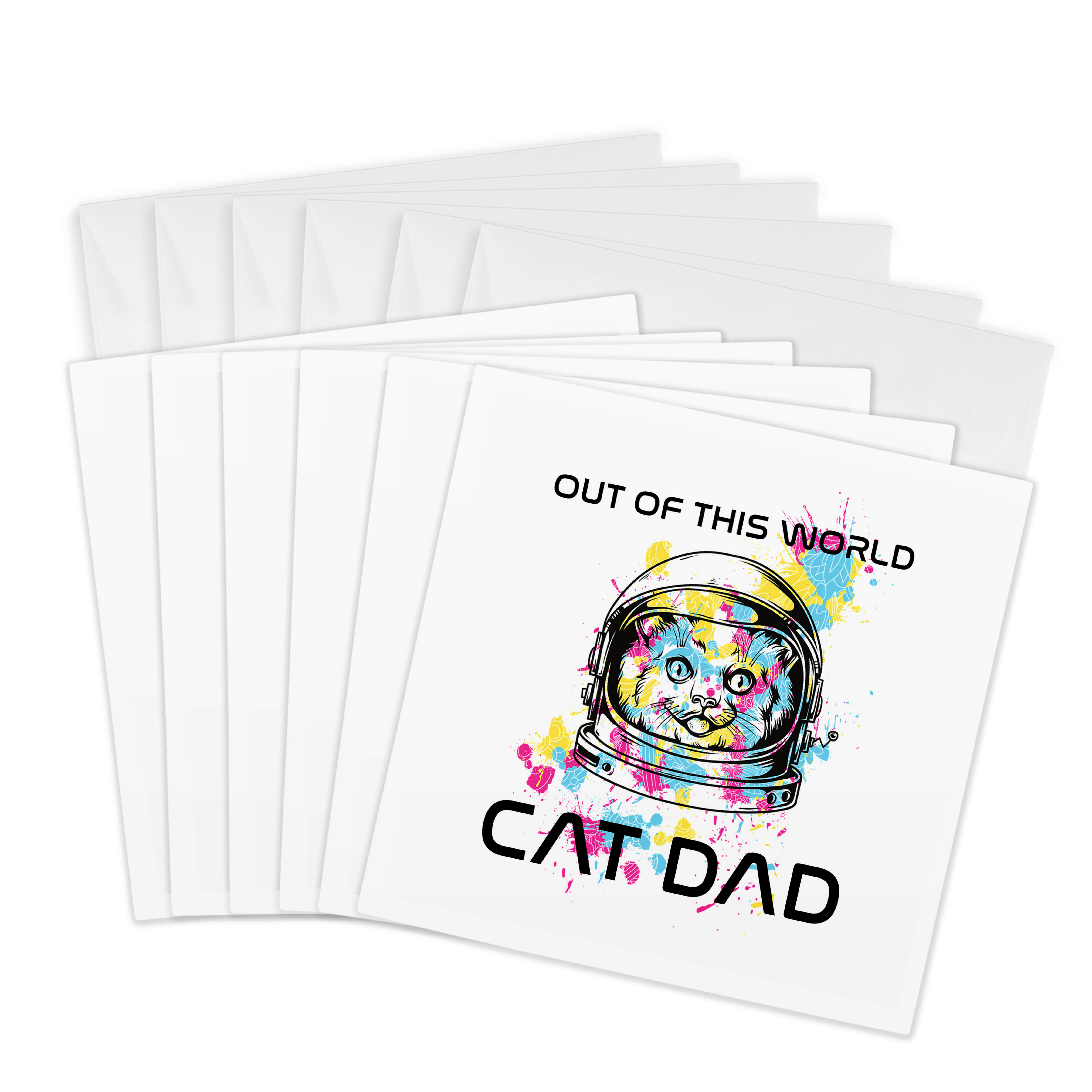 3drose, Out of This World Cat Dad with Clip Art of a Colorful Cat ...
