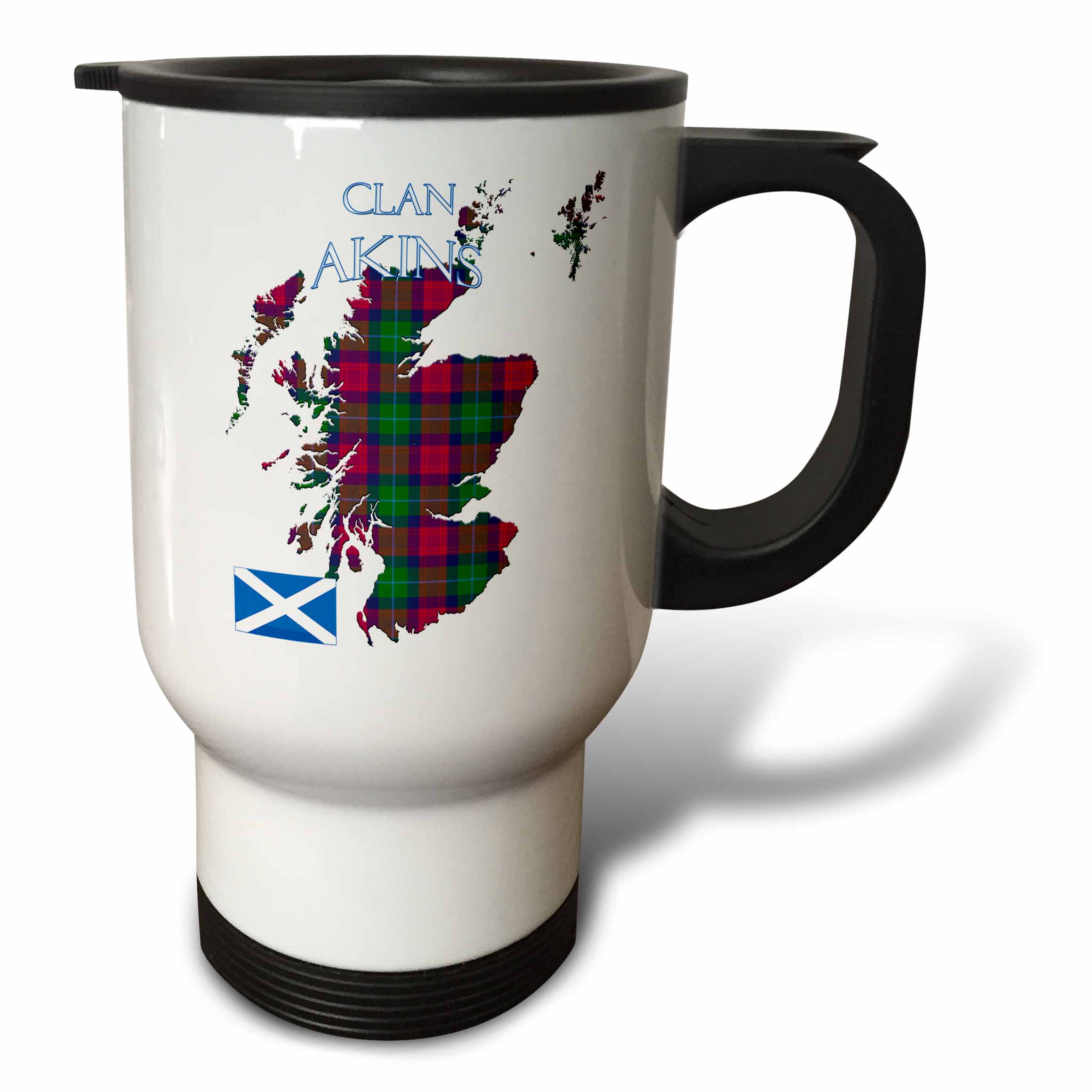 3drose, Outline of Scotland with the Akins Clan Family Tartan., 14oz ...