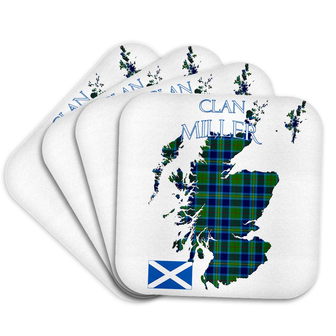 3drose, Outline of Scotland with the Miller Clan Family Tartan., Set of ...