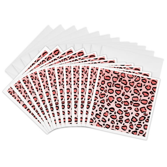 3drose, Painted Leopard Print - Pink, 12 Greeting Cards with Envelopes ...
