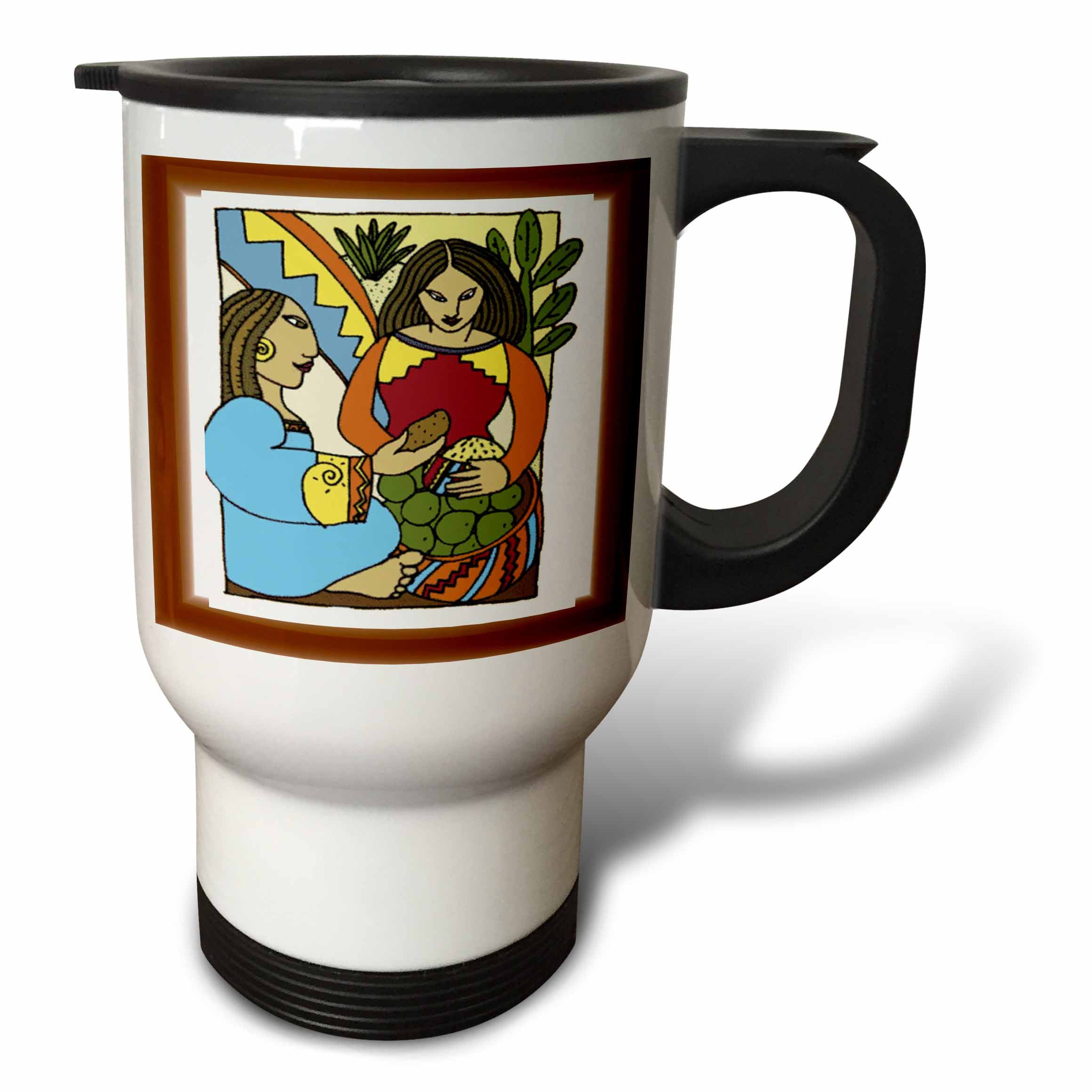 3drose, Painting of Mexican Women Cubism Style, 14oz Stainless Steel ...