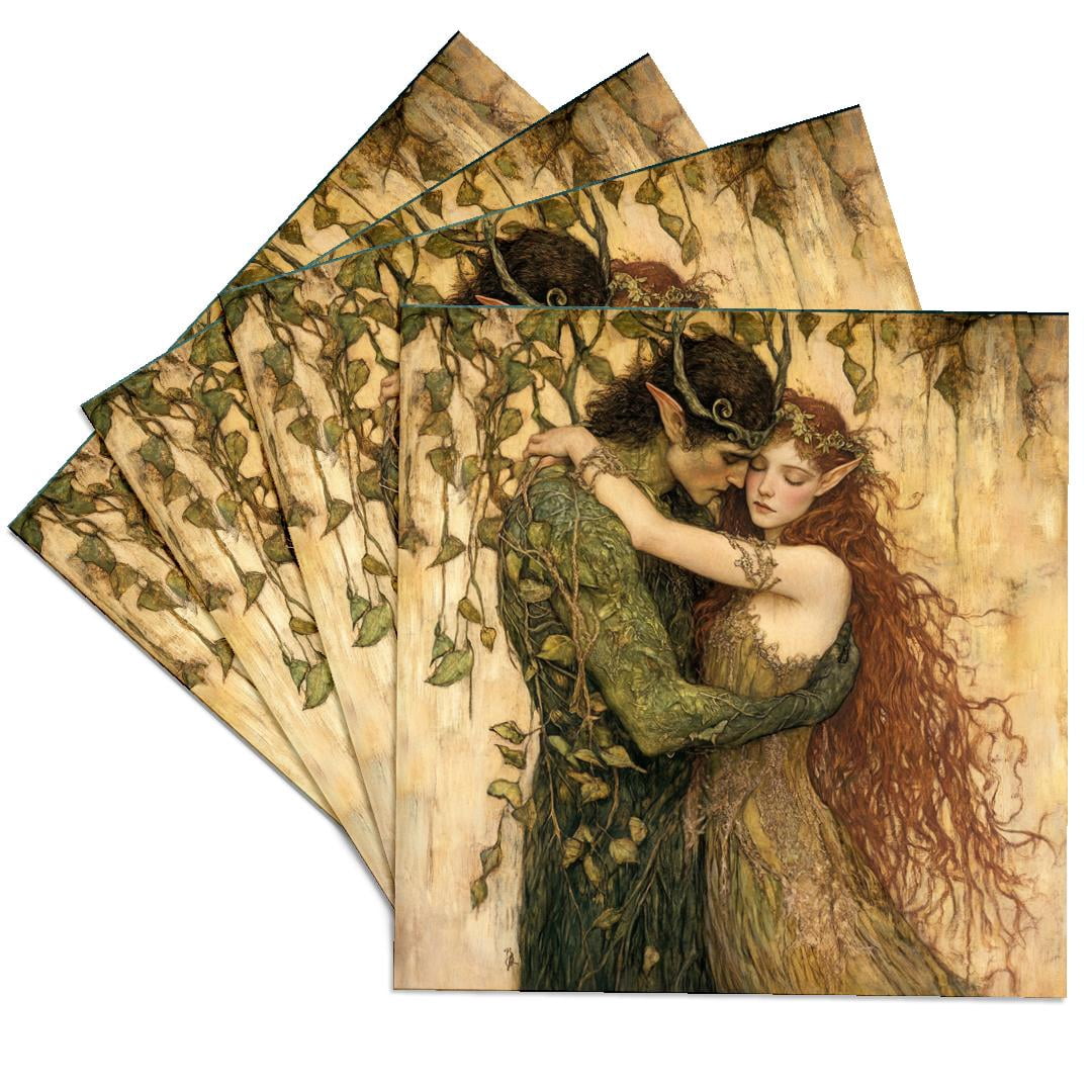 3drose, Pan and the Fairy Hug, Set of 4 Ceramic Tile Coasters - Walmart.com