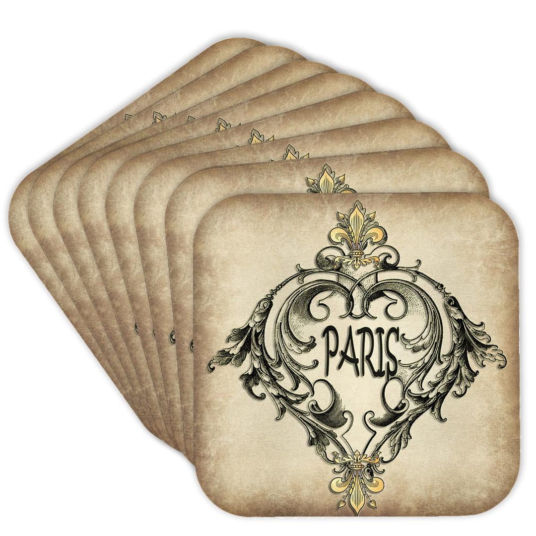 3drose, Paris, Beige Background., Set of 8 Coasters - Cork - Walmart.com