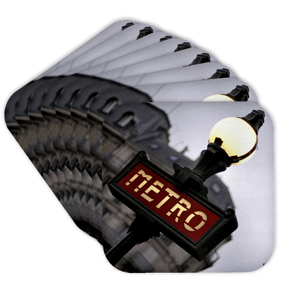 3drose, Paris France, Le Metro or Subway Entrace, Set of 8 Coasters - Cork - Walmart.com