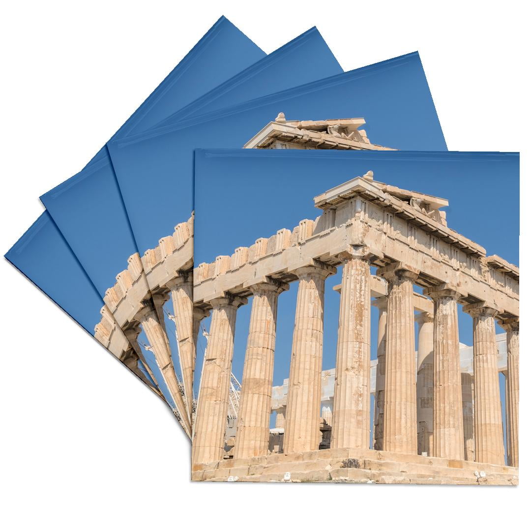 3drose, Parthenon, Acropolis, Athens, Greece, Set of 4 Ceramic Tile ...