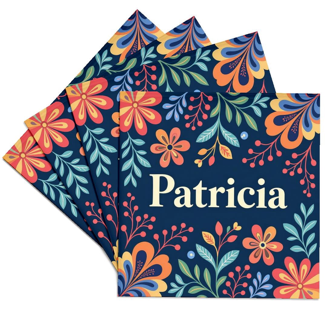 3drose, Patricia Female Name. Boho Art Flowers on Dark. Stunning Gift ...