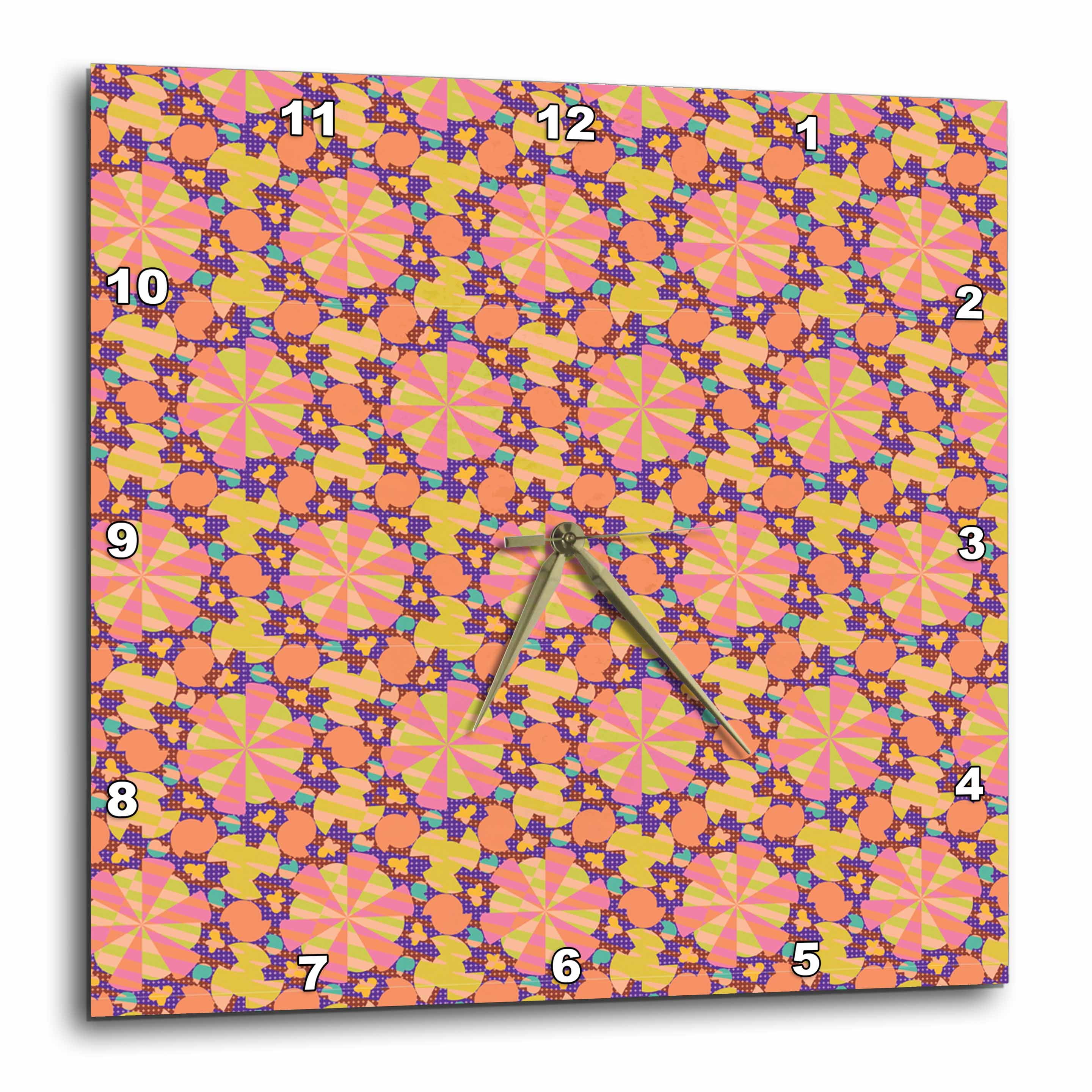 3drose, Pattern Design of Orange Fractal Background, 15x15 Wall Clock ...