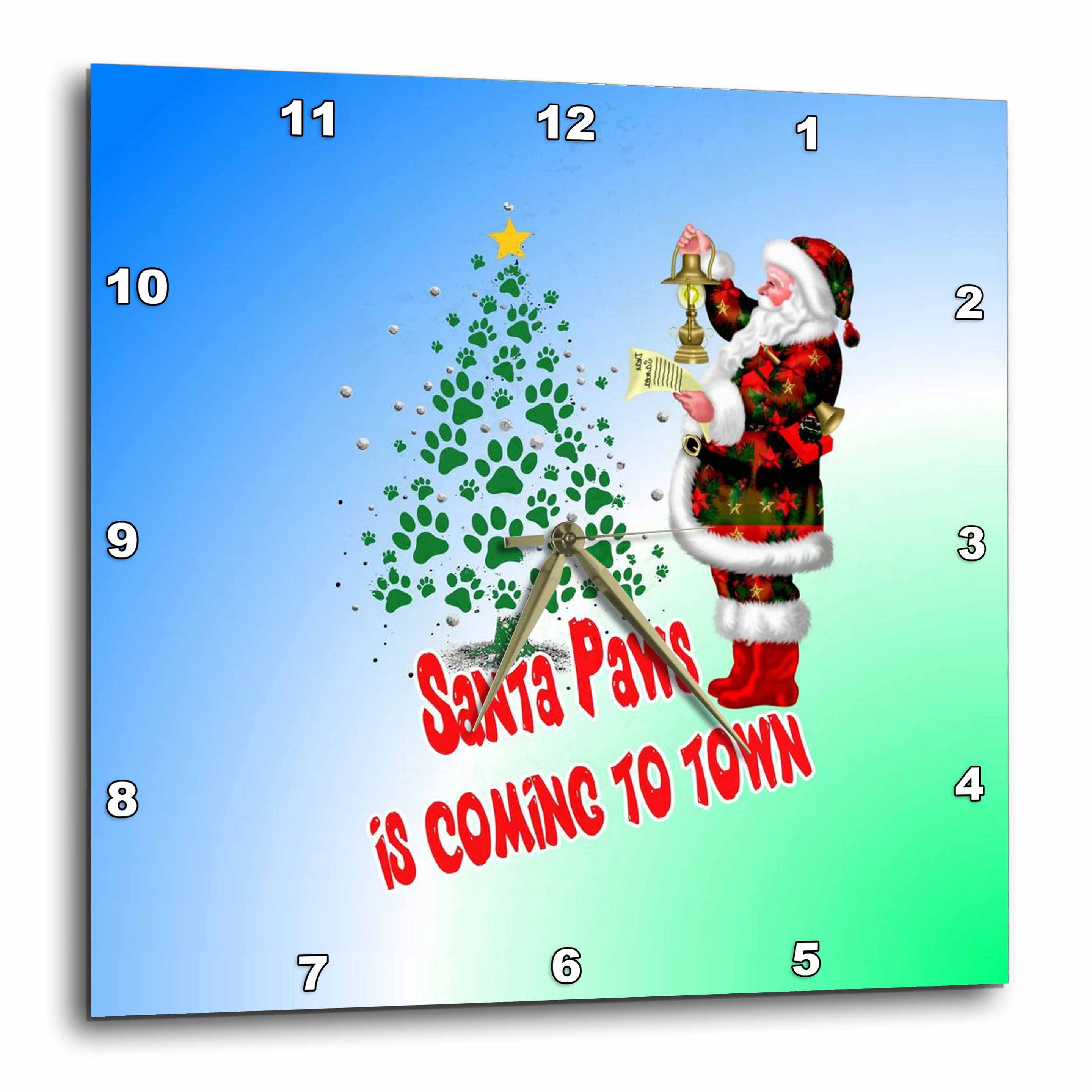 3drose, Paw Print Christmas Tree Santa Paws Is Coming to Town, 10x10 ...