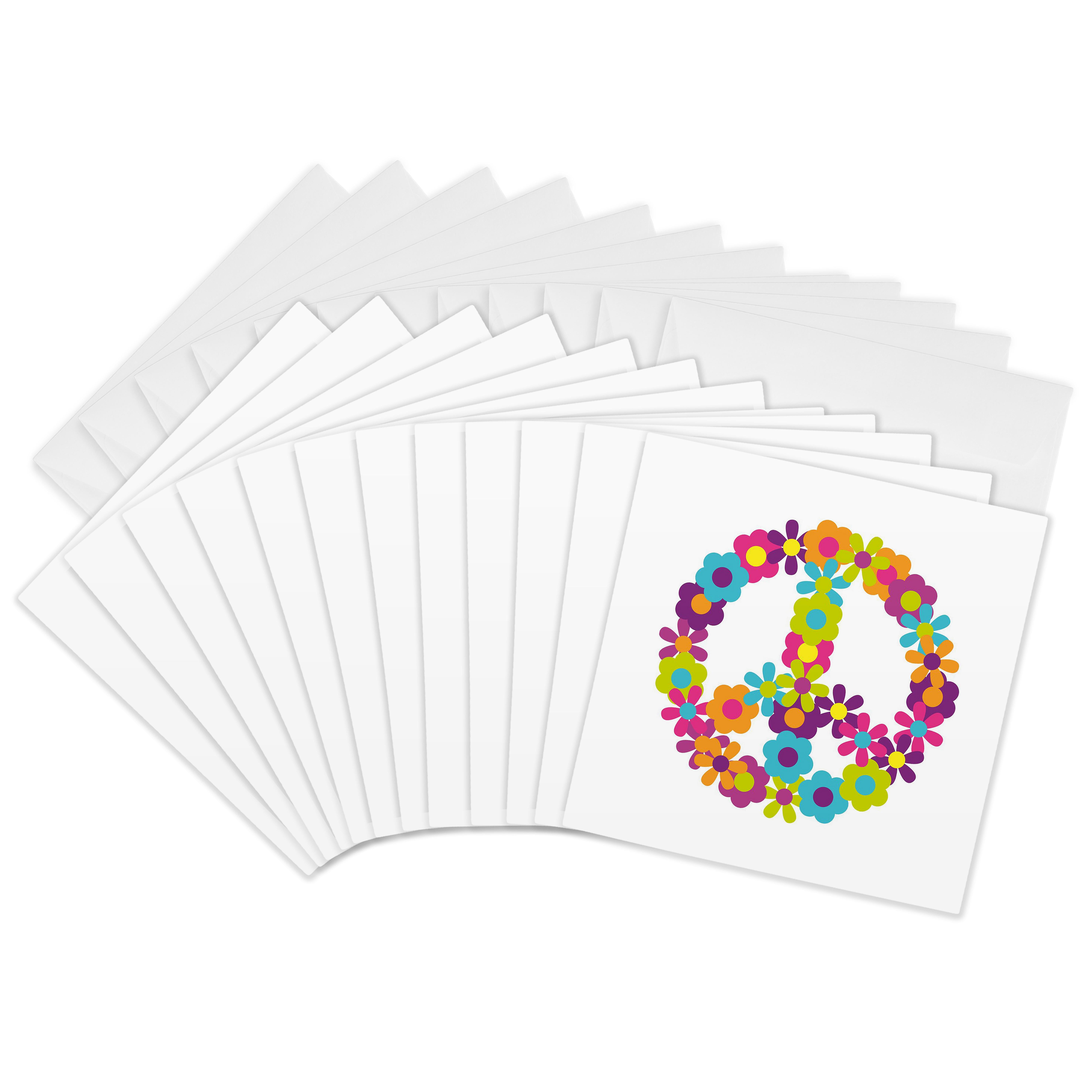 3drose, Peace Sign Made up of Blue, Pink, Purple, and Green Flowers, 12 ...