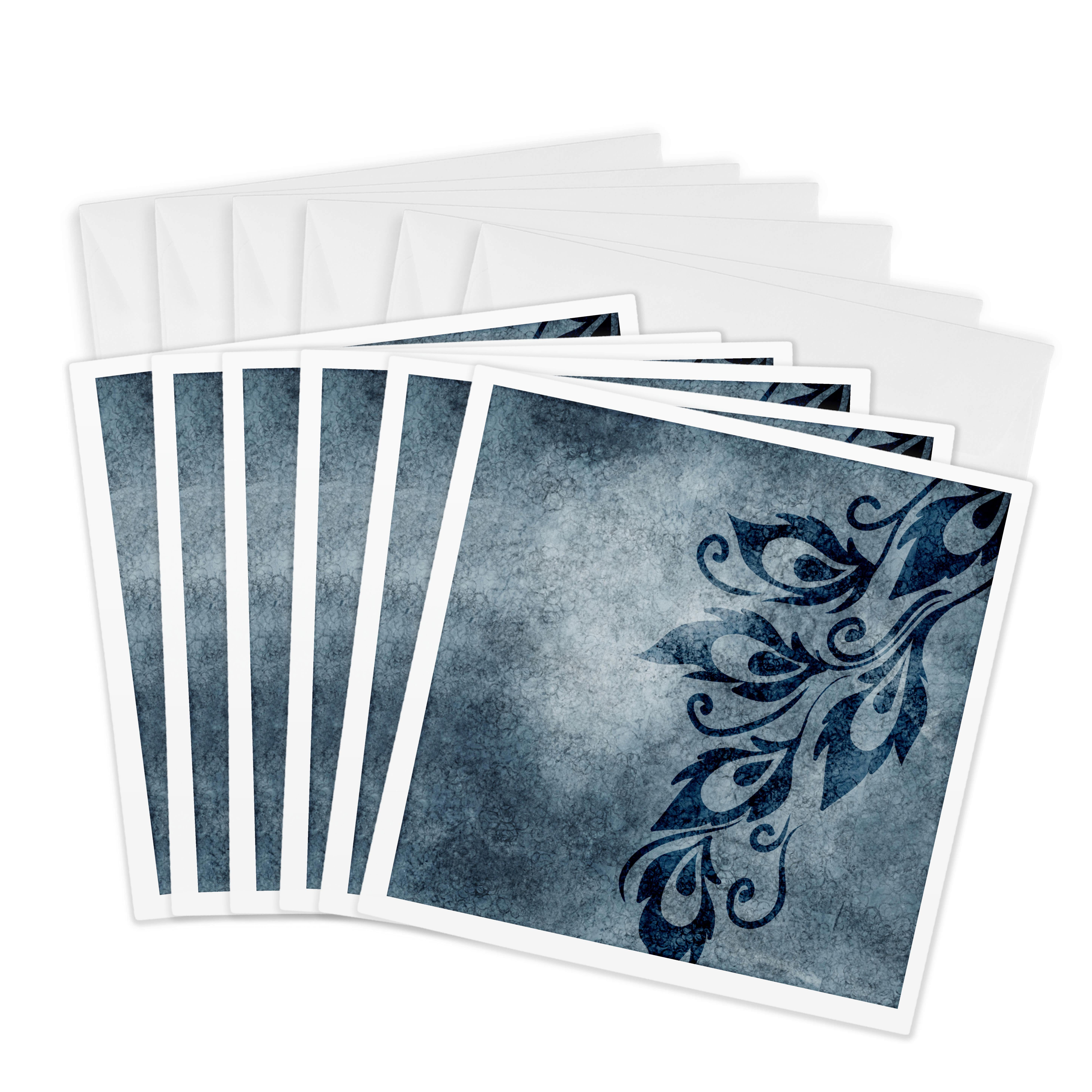 3drose, Peacock Feather in Grunge Style, 6 Greeting Cards with ...