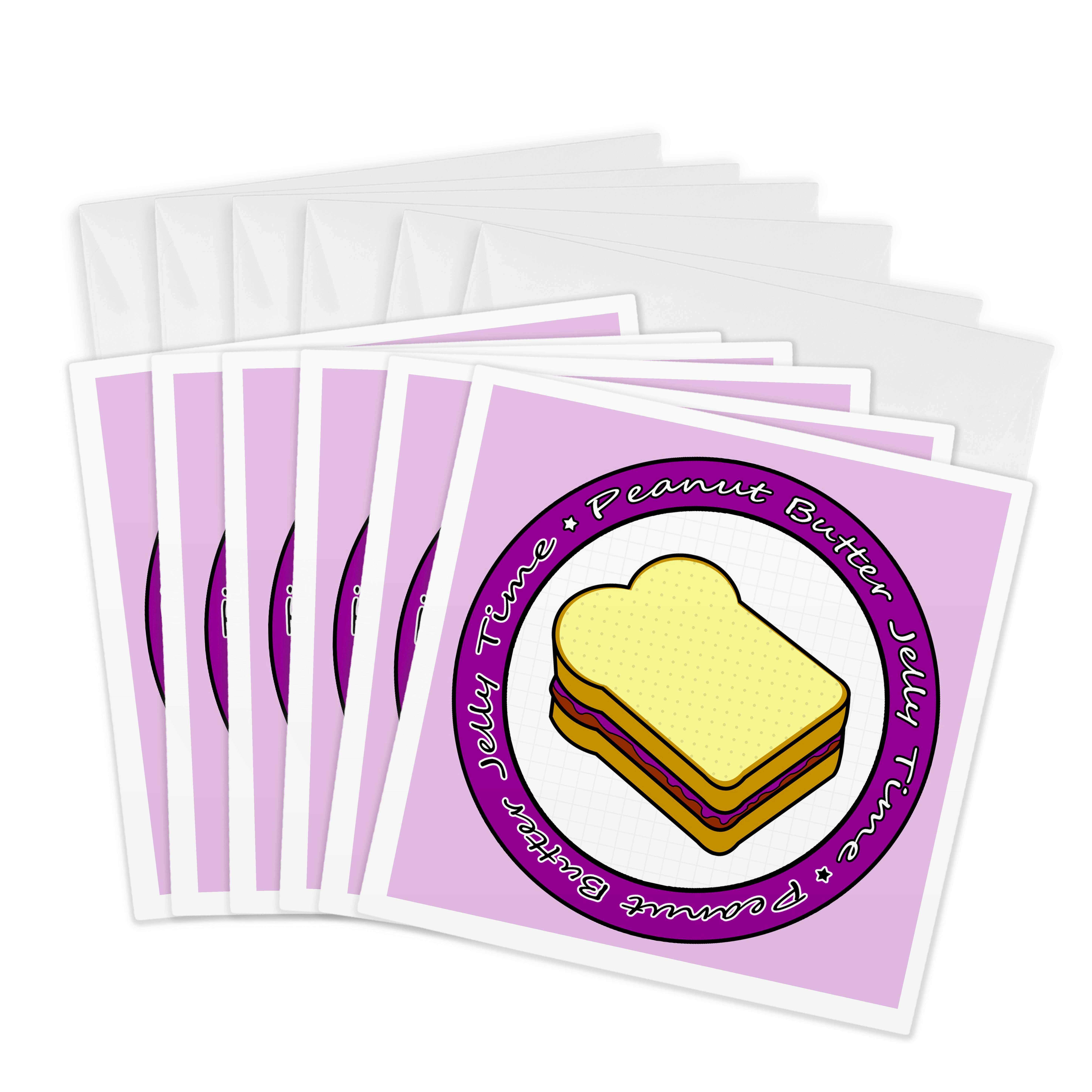 3drose, Peanut Butter Jelly Time - Grape Jelly, 6 Greeting Cards with ...