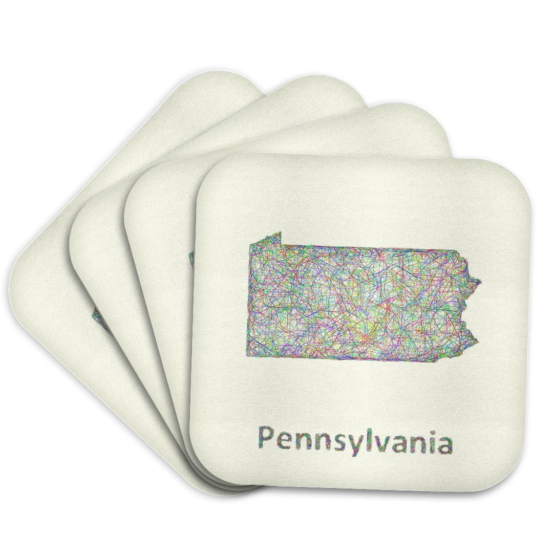 3drose, Pennsylvania State Map - Colorful Line Art Graphic Design, Set ...
