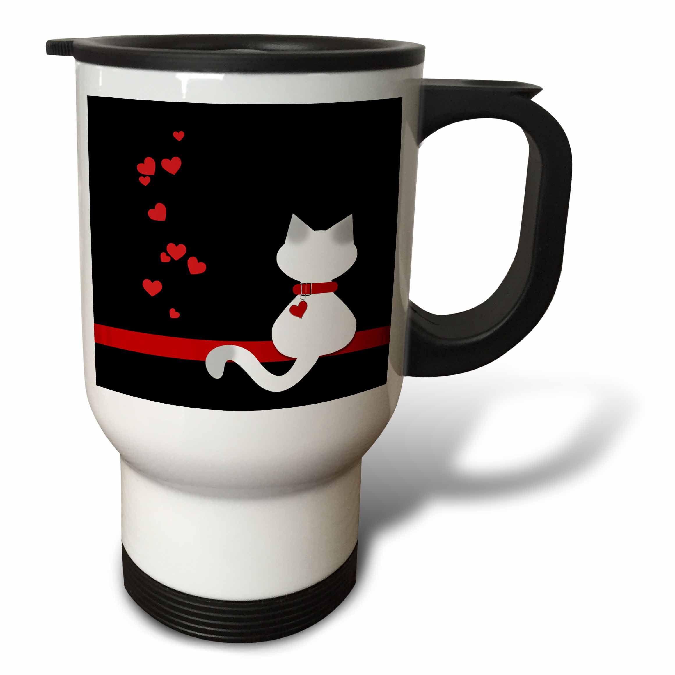 3drose, Pet Lovers Red Hearts Siamese Kitty Cat, 14oz Stainless Steel ...