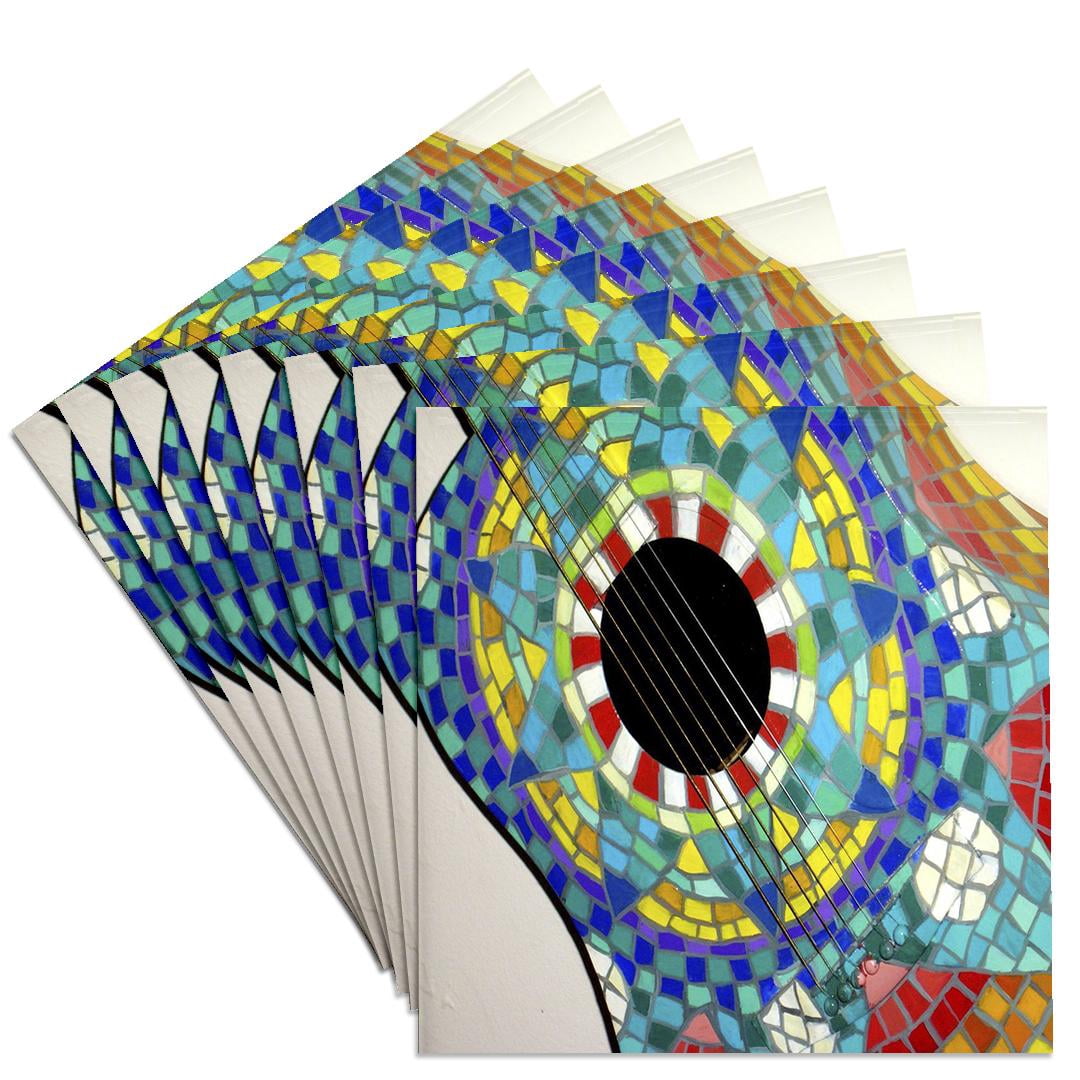 3drose, Photo of Colorful Guitar Made with Mexican Tiles, Set of 8 ...