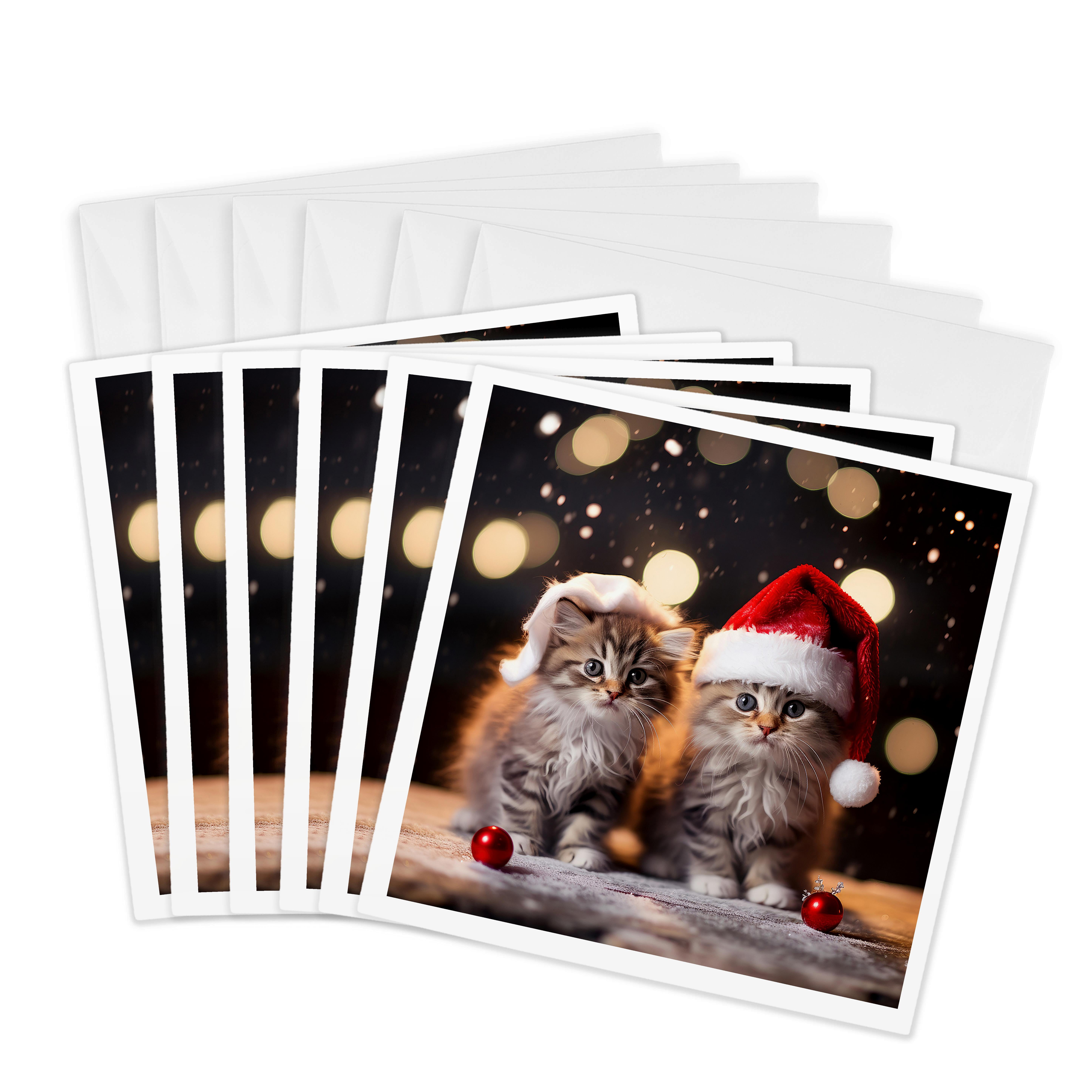 3drose, Photograph of Two Adorable Kittens Wearing Santa Hats in the ...