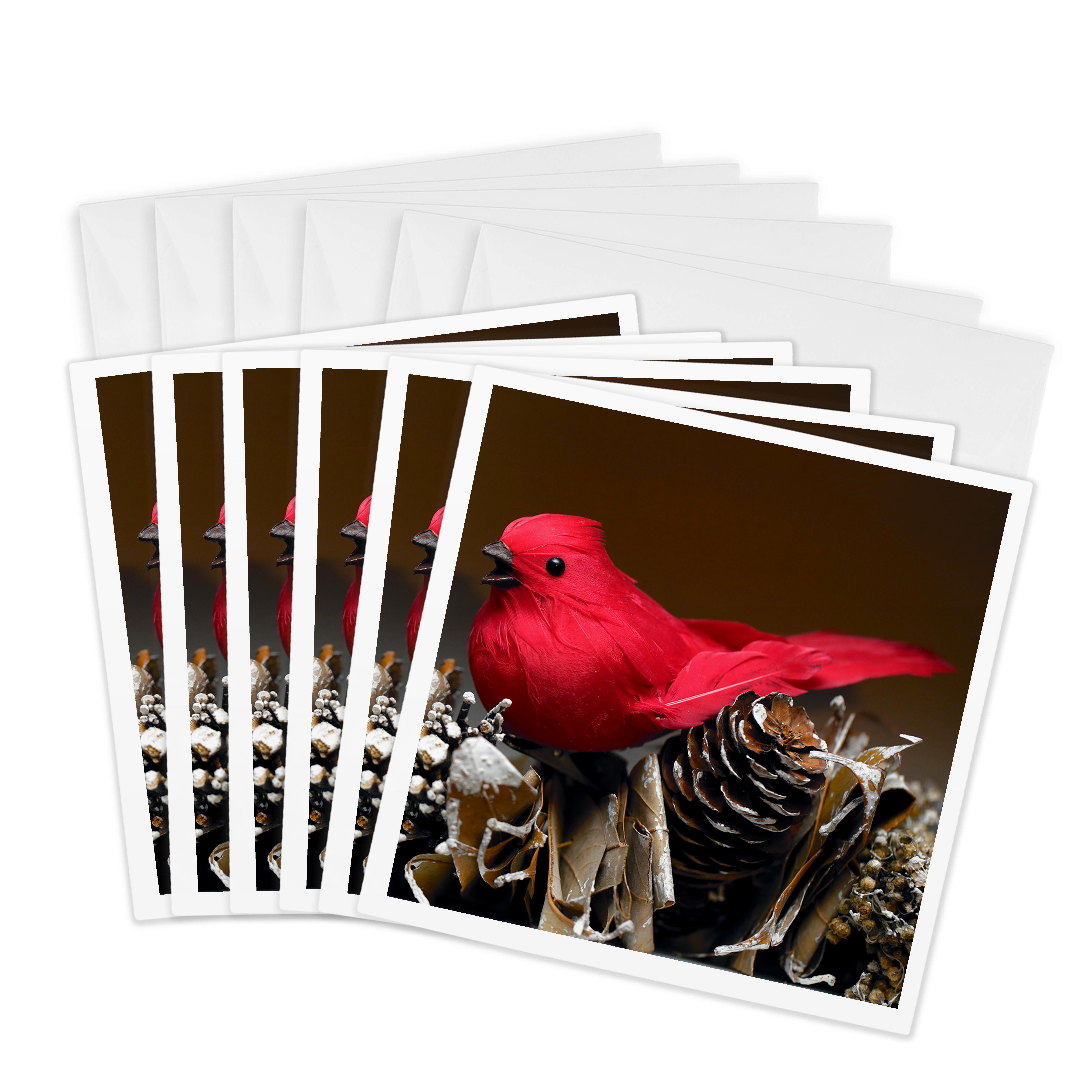 3drose, Photograph of a Red Cardinal Ornament on Winter Pinecone ...