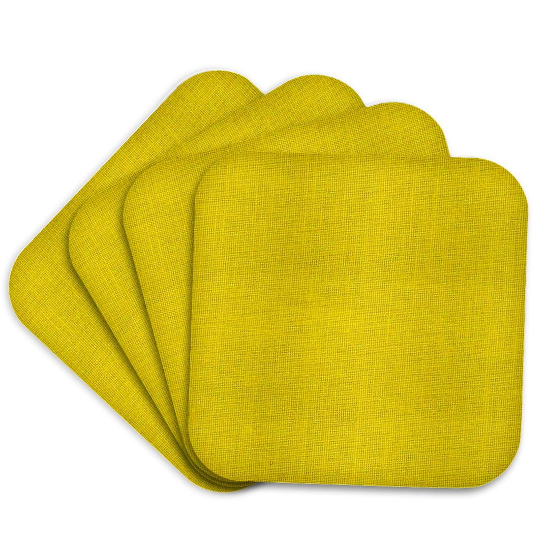 3drose, Picture of Sunny Yellow Linen, Set of 4 Coasters - Cork ...