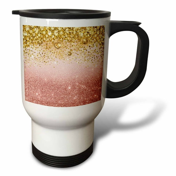 3drose, Pink Faux Digitally Printed Glitter and Jewels, 14oz Stainless ...