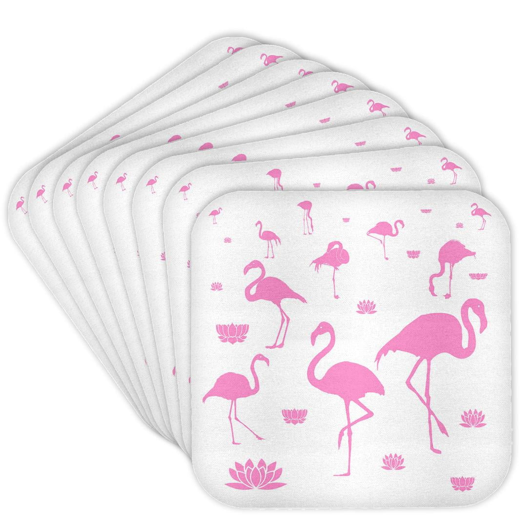 3drose, Pink Flamingo Bird and Lotus Flower Silhouettes on White, Set ...