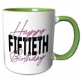 3drose, Pink Pastel Cursive Happy 50th Birthday, 11oz Two-tone Green ...