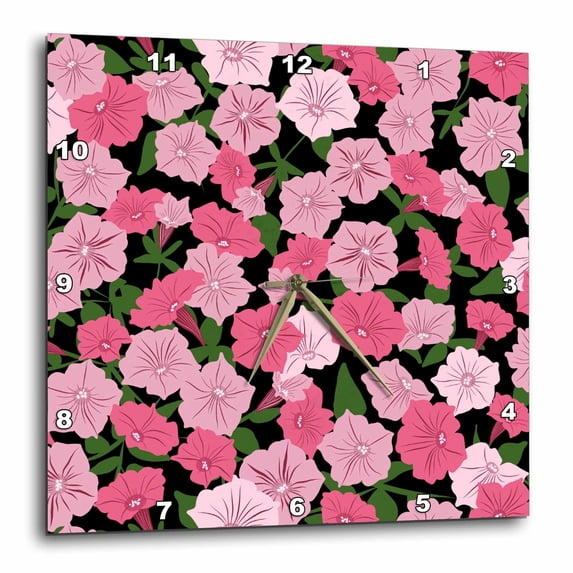 3drose, Pink Petunia Floral Pattern, 13x13 Wall Clock - Walmart.com