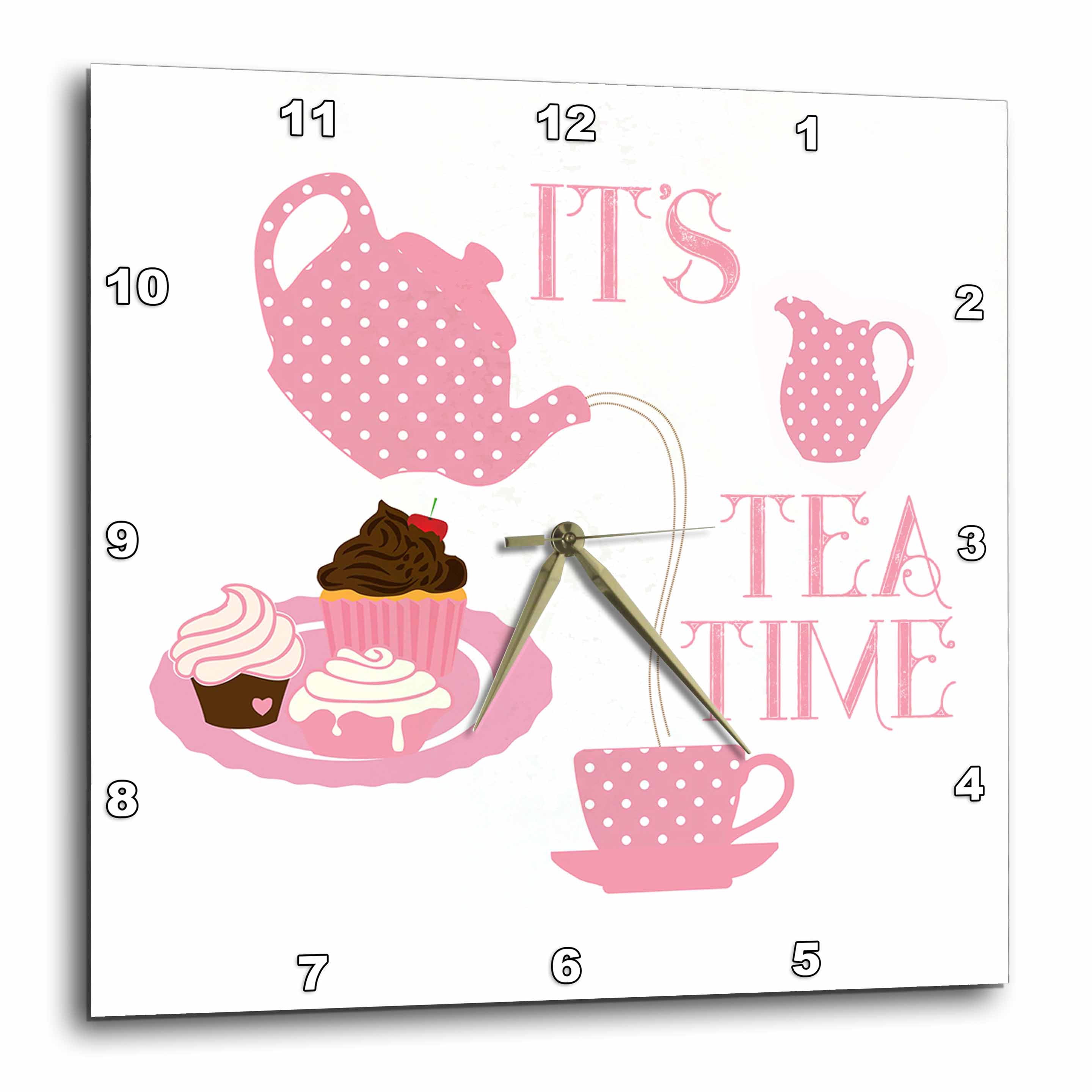 3drose, Pink Polka Dot Tea Set, Cakes. It Is Tea Time Positive Text ...