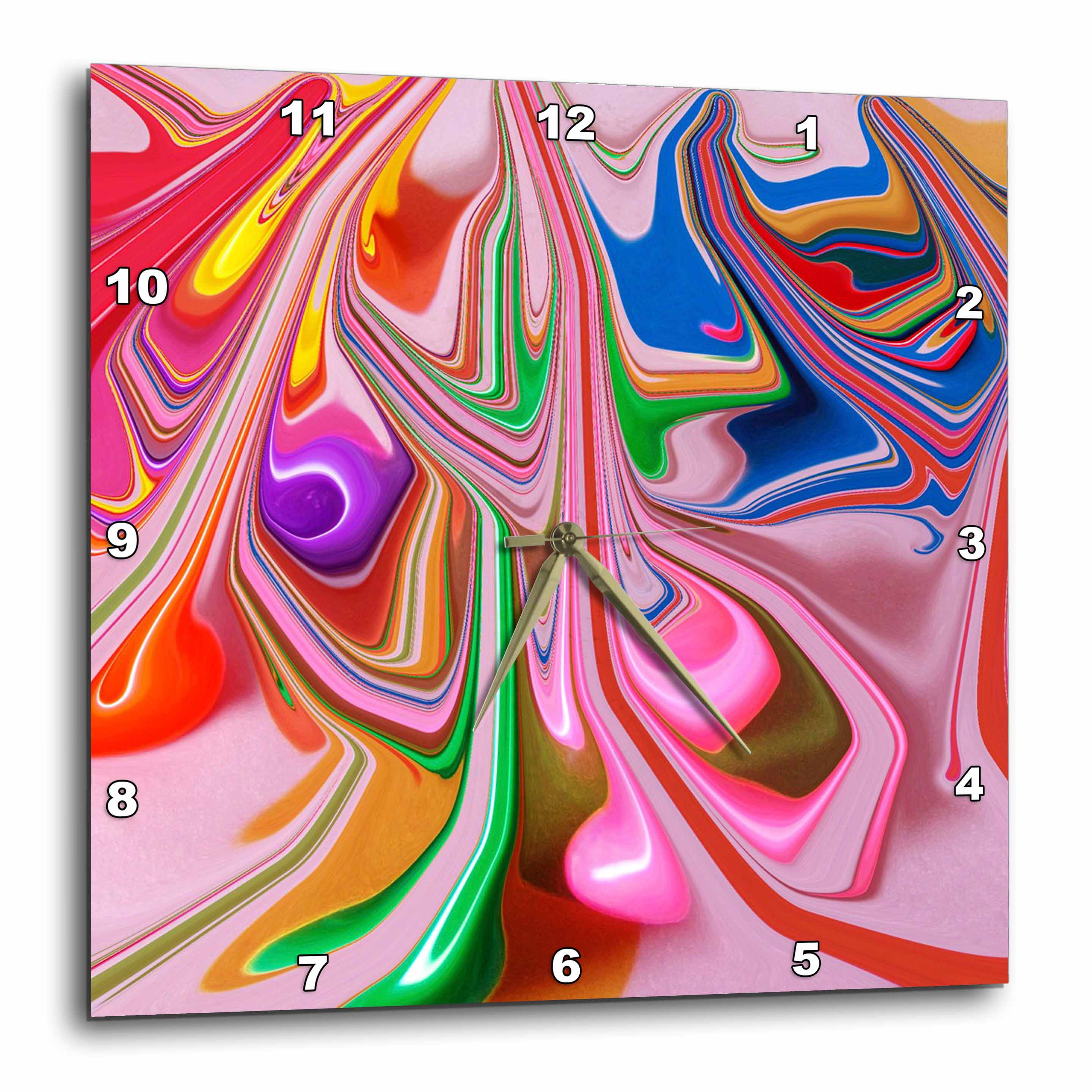 3drose, Pink Purple Blue Green N Red Candy Melt, 10x10 Wall Clock ...