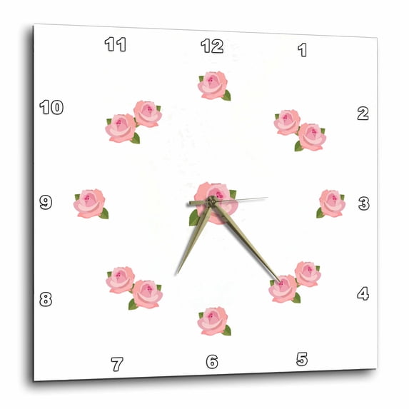 3drose, Pink Rose Illustrative Circular Design on White., 10x10 Wall ...