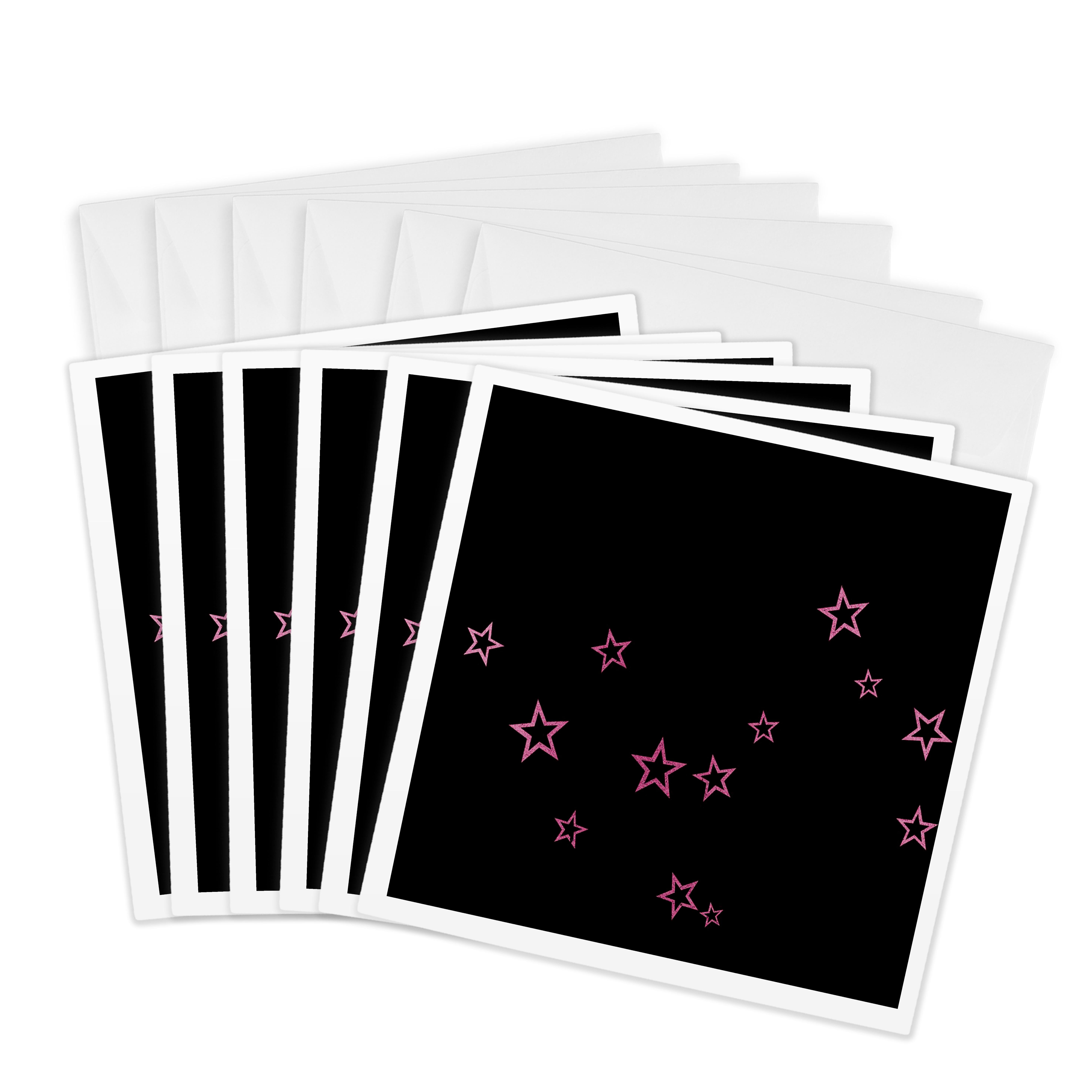 3drose, Pink Scattered Stars, 6 Greeting Cards with Envelopes - Walmart.com