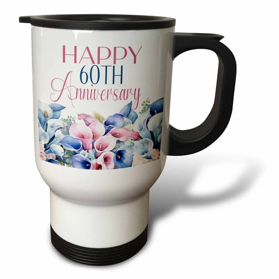 3drose, Pink and Blue Calla Lily Flowers Happy 60th Anniversary, 14oz ...