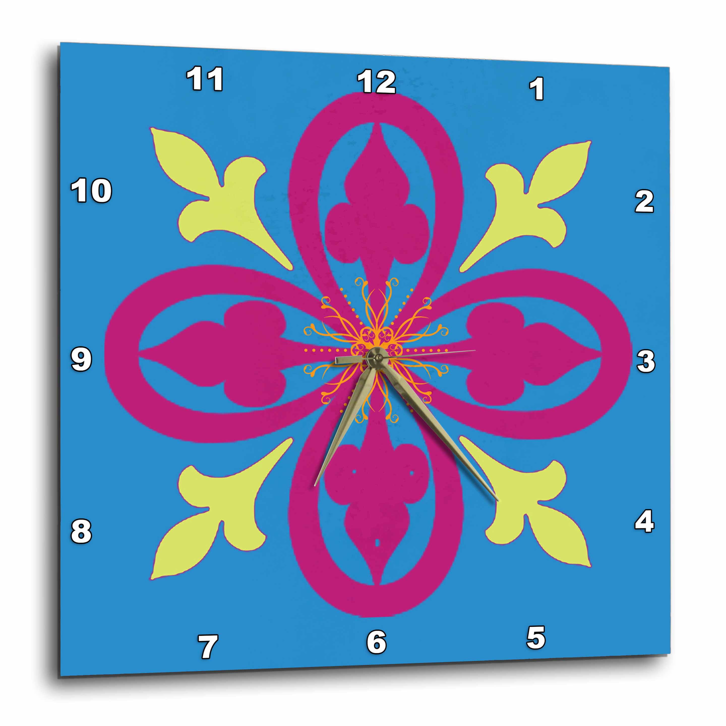 3drose, Pink and Green Elegant Design on a Bright Blue Background ...