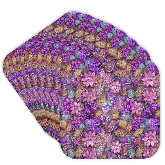 3drose, Pink and Purple Image of Sparkle Flower Pattern, Set of 8 ...