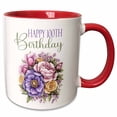 3drose, Pink and Purple Peony Happy 100th Birthday, 11oz Two-tone Red ...