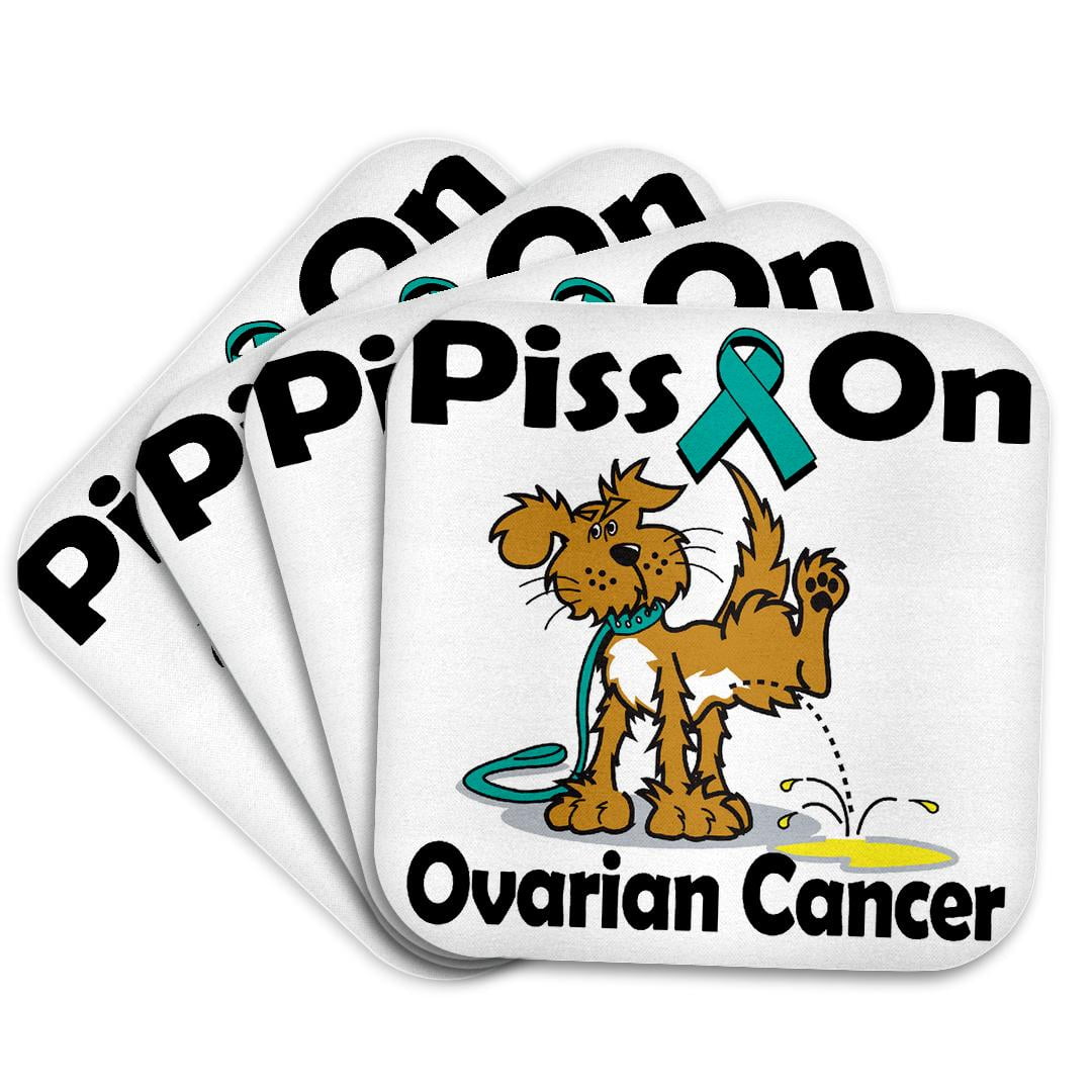 3drose, Piss on Ovarian Cancer Awareness Ribbon Cause Design, Set of 4 ...
