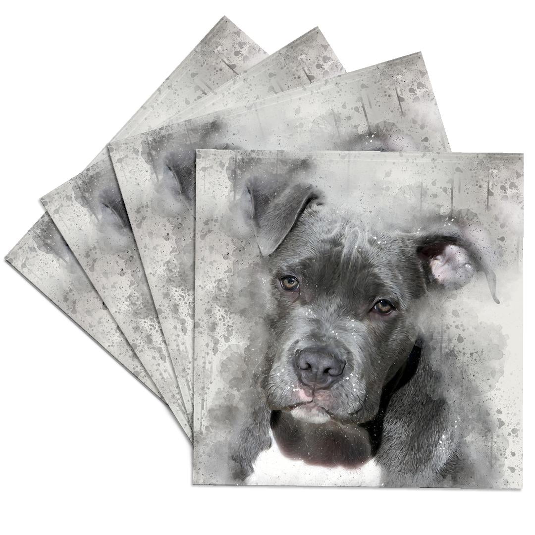 3drose, Pitbull Dog Pet Animal Graphic Lovers, Set of 4 Ceramic Tile ...