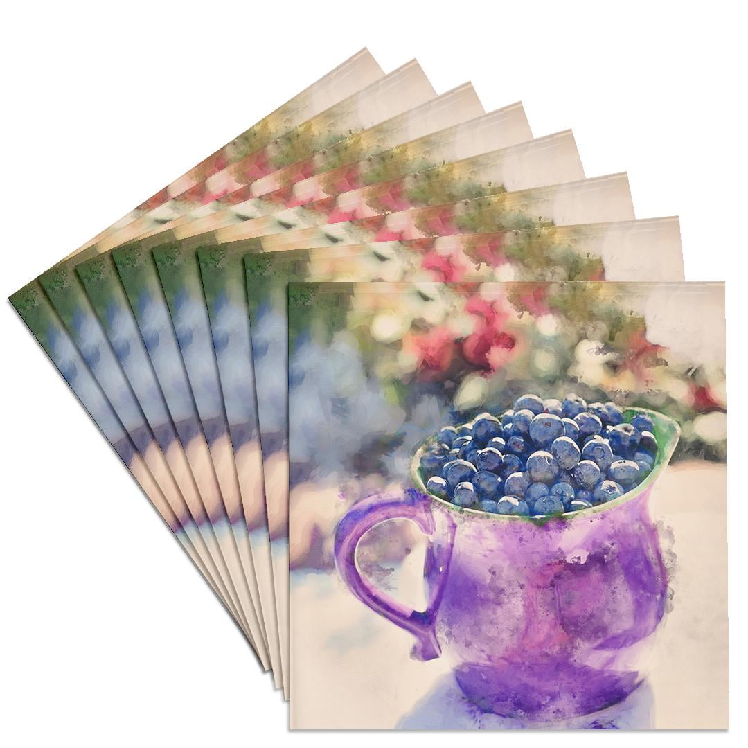 3drose, Pitcher with Blueberries Watercolor Painting, Set of 8 Ceramic ...
